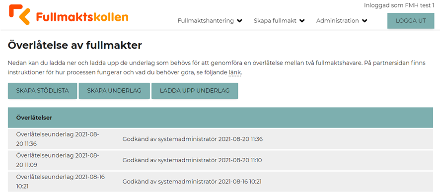 Användarhandledning Fullmaktshavare – Fullmaktskollen – Partnersidan