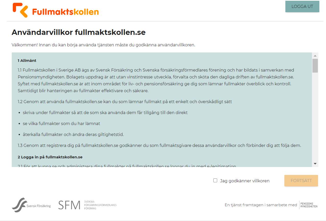 Användarhandledning Fullmaktsgivare - Fullmaktskollen – Partnersidan