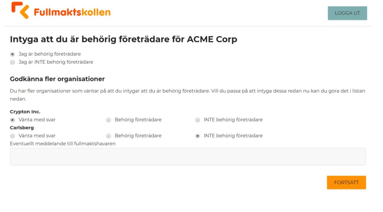 Användarhandledning Fullmaktsgivare - Fullmaktskollen – Partnersidan