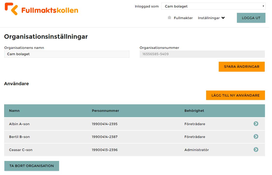 Användarhandledning Fullmaktsgivare - Fullmaktskollen – Partnersidan