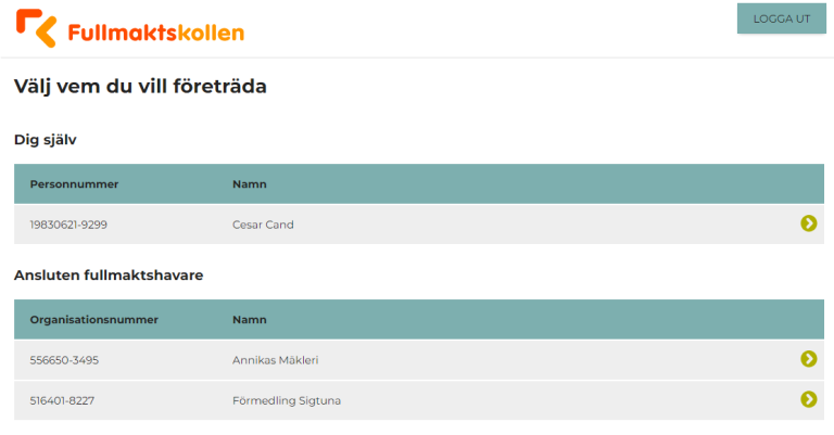 Användarhandledning Fullmaktshavare – Fullmaktskollen – Partnersidan